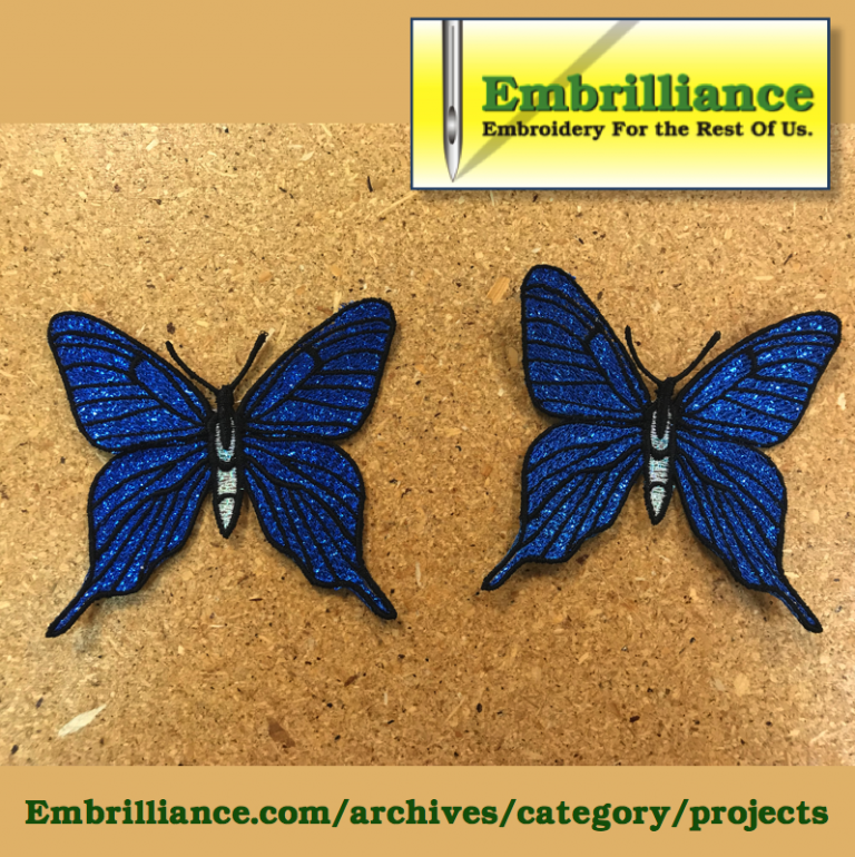 Free Mylar Butterfly Embroidery Project!