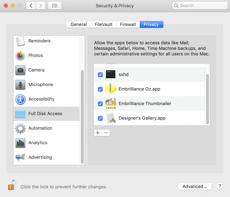 MacOS ‘Catalina’ Full Disk Access