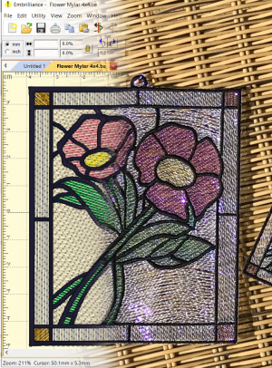 Free Mylar Stained Glass Flower Machine Embroidery Design